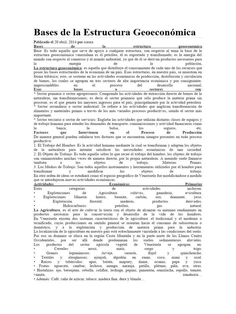 Bases de La Estructura | PDF | Venezuela | Agricultura