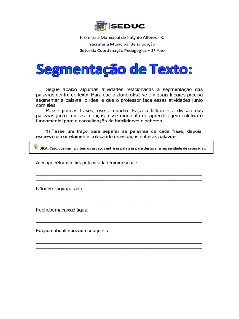 segmentação de texto | PDF | Pedagogia