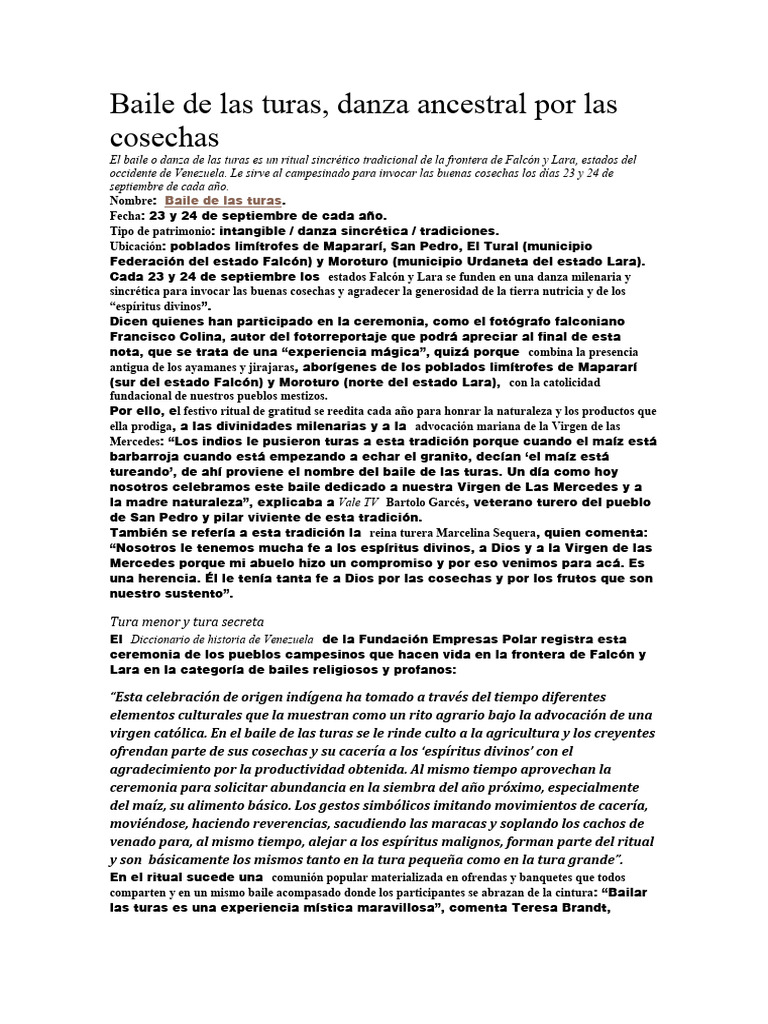 Baile de Las Turas | PDF | Bailes | Rituales