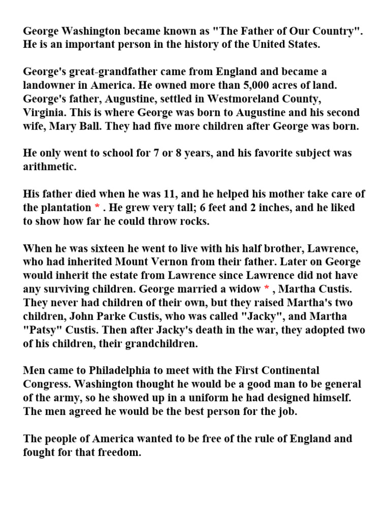 English Reading Comprehension - George Washington | PDF | George Washington