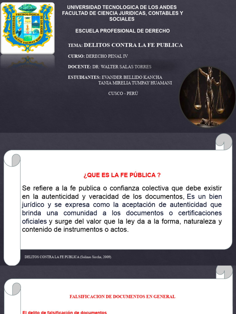 Delitos Contra La Fe Publica Principaal | PDF | Derecho penal | Castigos