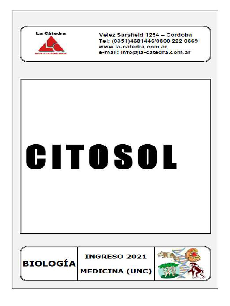 8- CITOSOL - MEDICINA 2021 | PDF | Citoplasma | Citosol