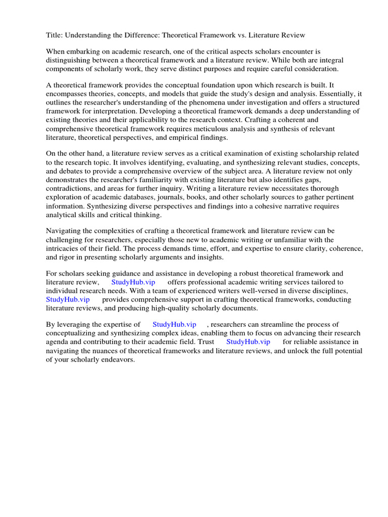 Difference Theoretical Framework and Literature Review | PDF | Theory ...