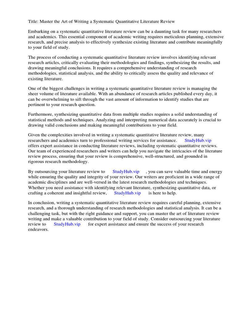 Systematic Quantitative Literature Review Method | PDF | Systematic ... Systematic Quantitative Literature Review Method | PDF | Systematic ...