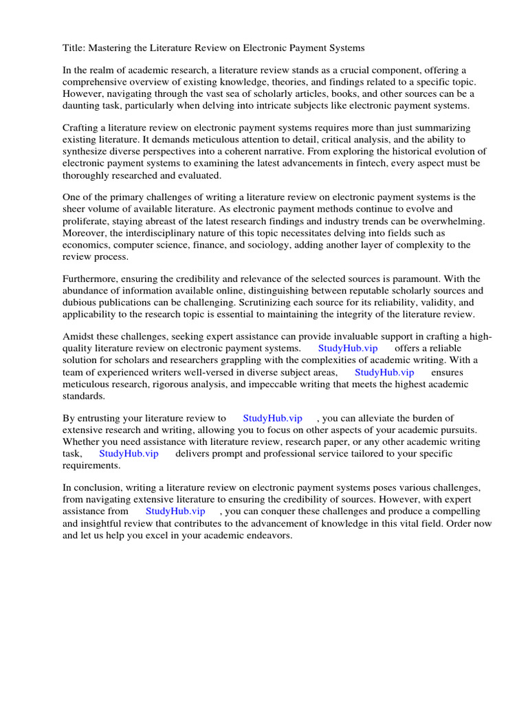 Literature Review On Electronic Payment System | PDF | Cash | E Commerce Literature Review On Electronic Payment System | PDF | Cash | E Commerce