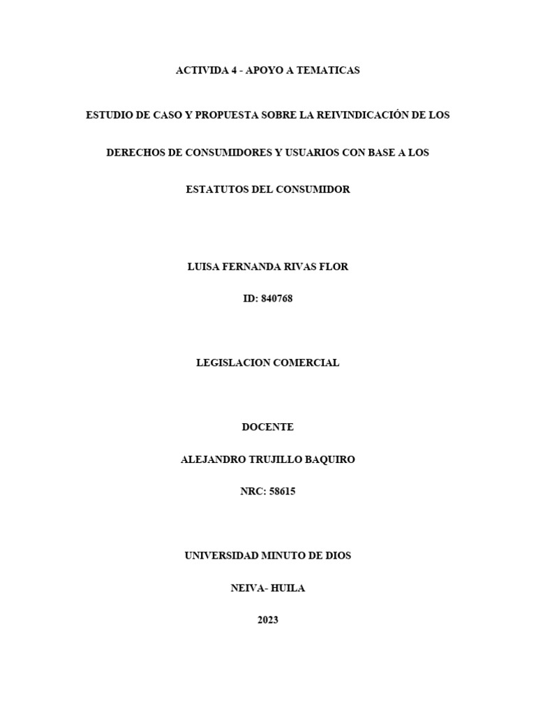 Activida 4 Legislacion Comercial | PDF | Los consumidores | Justicia