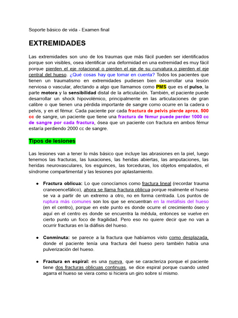 Examen Final SBV. Extremidades | PDF | Hueso | Hombro