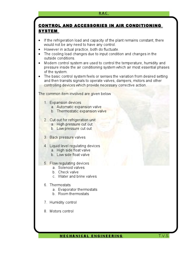 Control and Accessories in RAC System | PDF | Air Conditioning | Thermostat