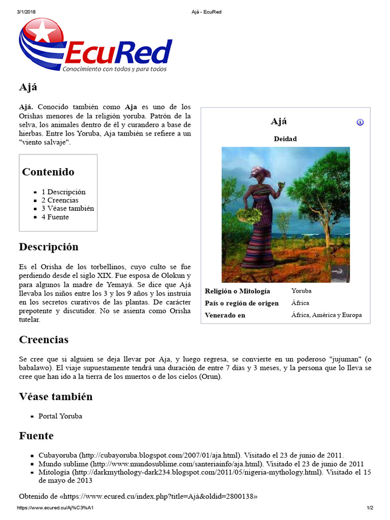 Ajá: Orisha Yoruba de la Selva y Curación | PDF | Historia