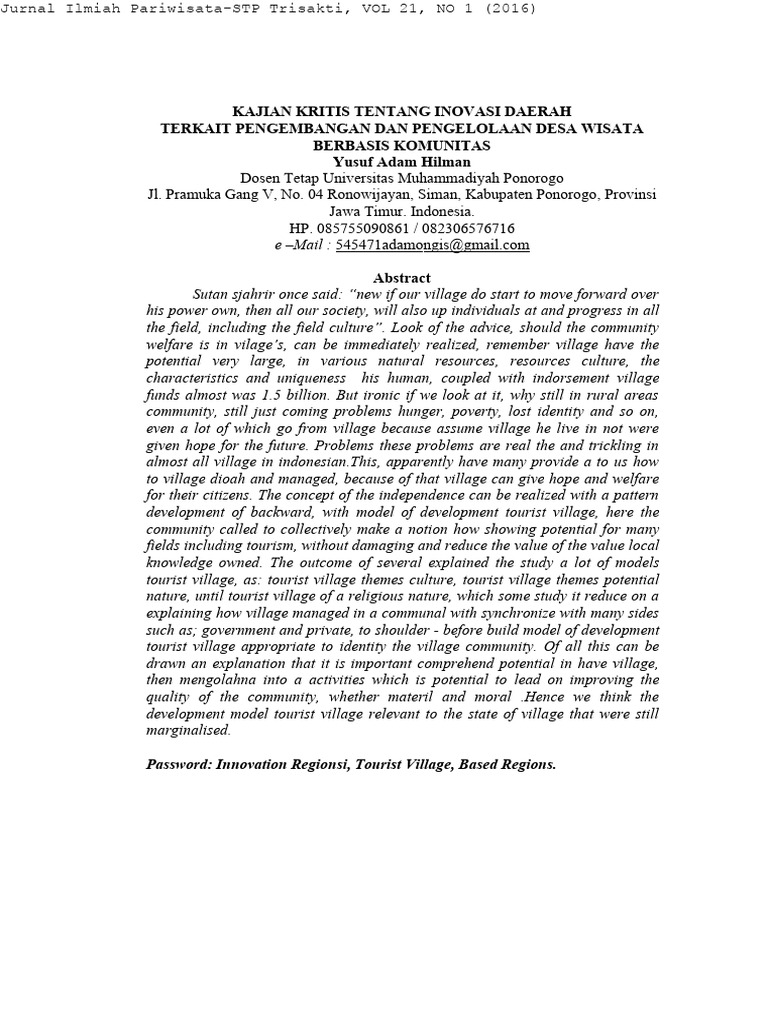 Inovasi Sdes Wisata | PDF | Indonesia