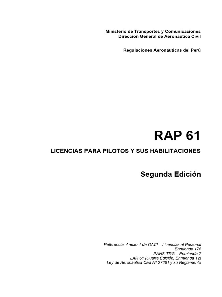 Licencias de Pilotos según RAP 61 | PDF | Aeronave | Helicóptero