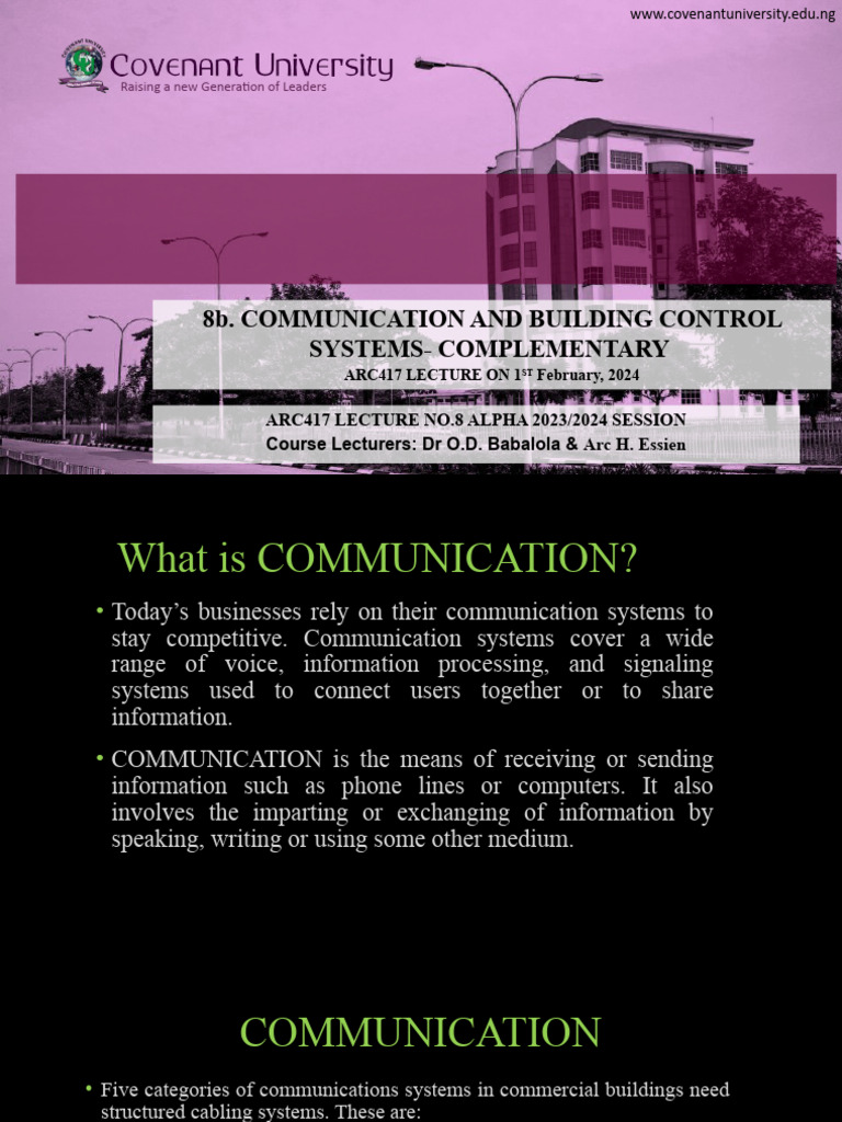 Communication Systems in Buildings | PDF | Security Alarm | Local Area ...