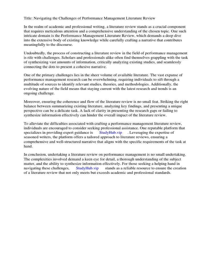 Performance Management Literature Review | PDF | Performance Indicator ... Performance Management Literature Review | PDF | Performance Indicator ...