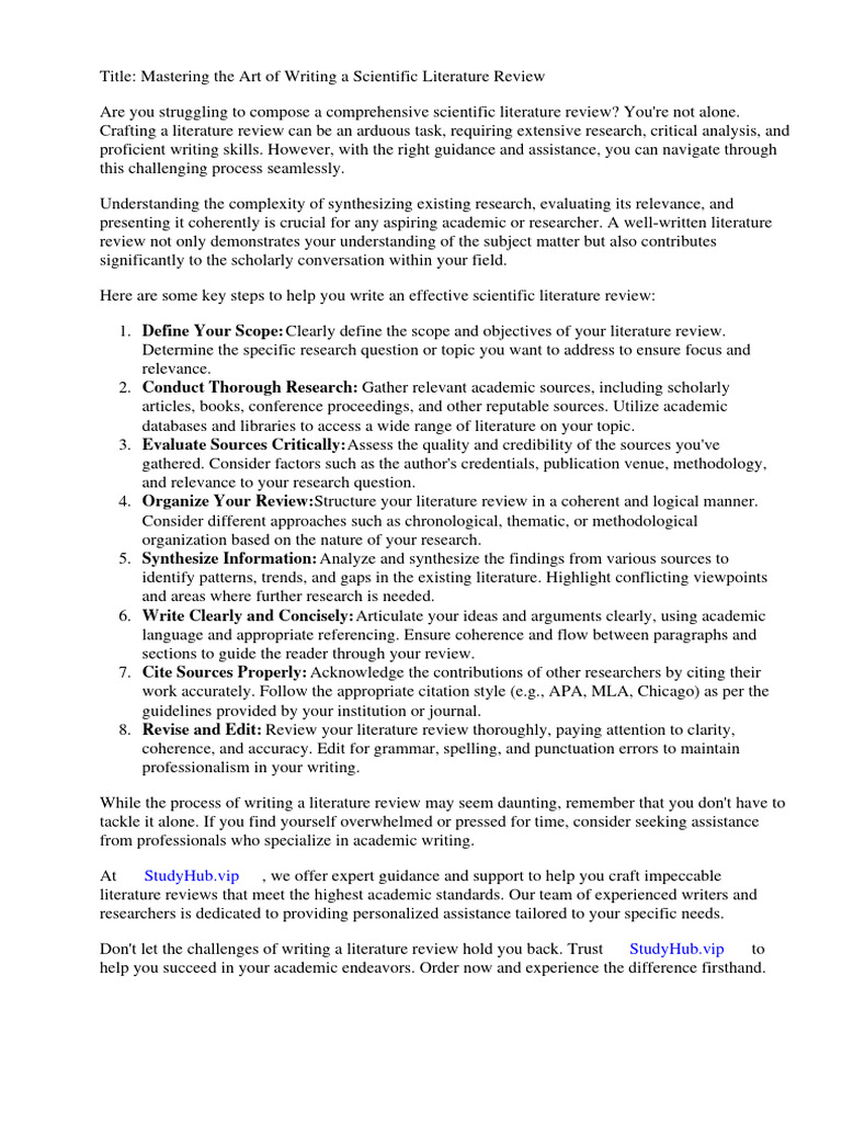 How To Write Scientific Literature Review | PDF | Methodology ...