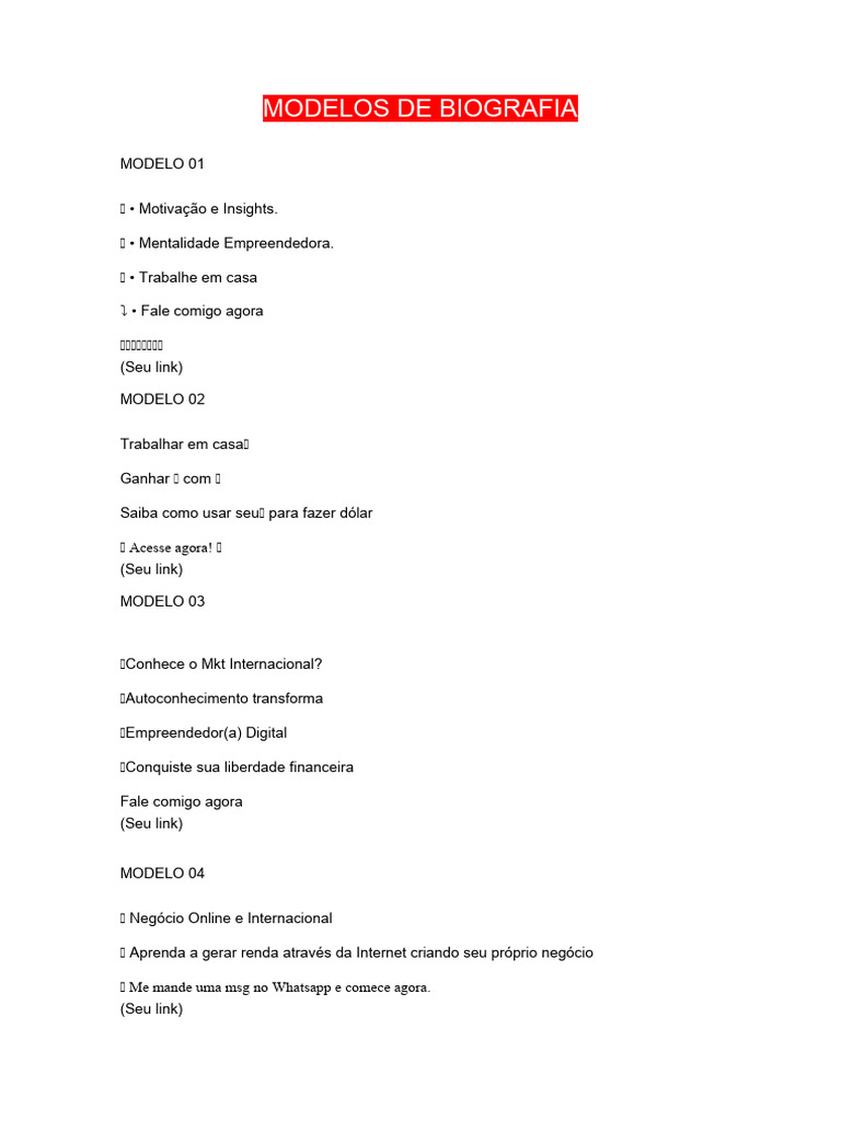 Modelos de Biografia | PDF
