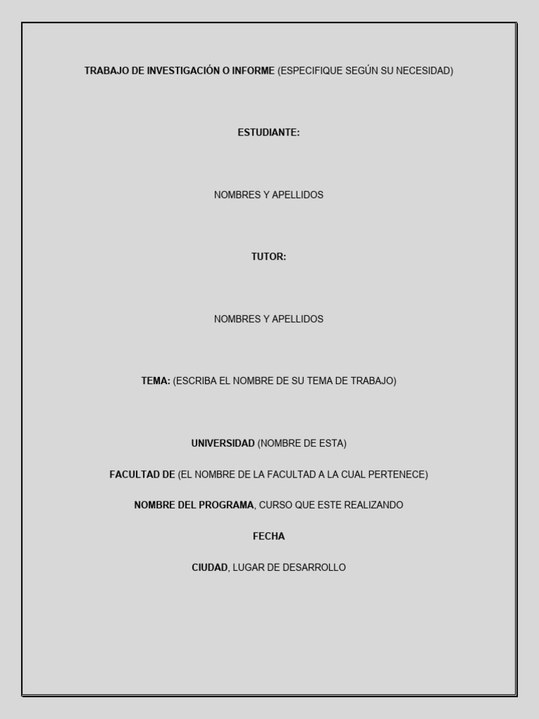 Hoja de Presentacion Word para Trabajos o Informes | PDF | Informática