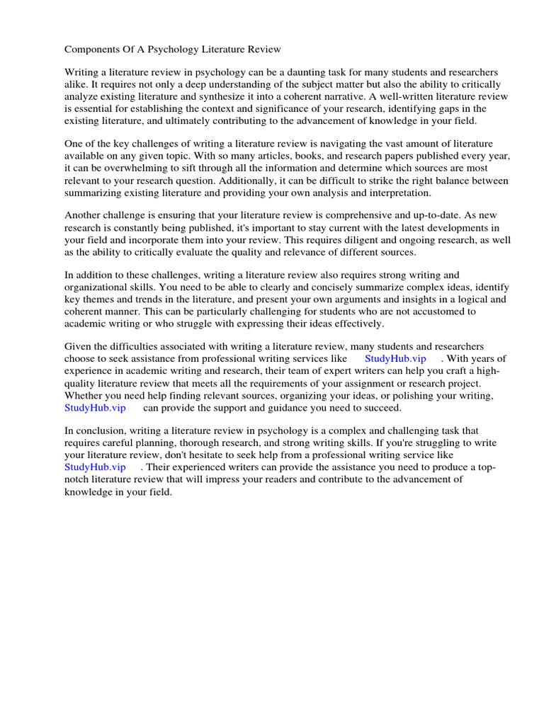 Components of A Psychology Literature Review | PDF | Literature Review ...