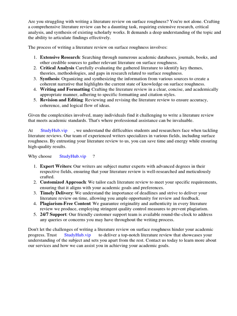 Literature Review Surface Roughness | PDF | Surface Roughness | Optics Literature Review Surface Roughness | PDF | Surface Roughness | Optics