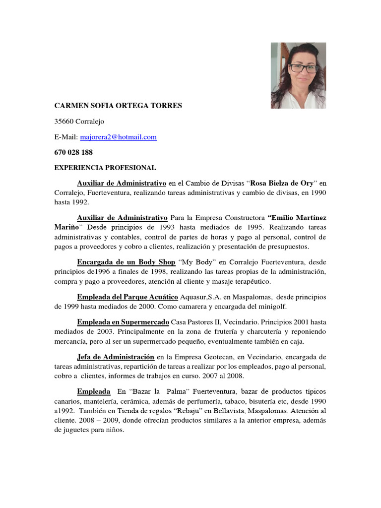CV Carmen Sofia Ortega Torres | PDF