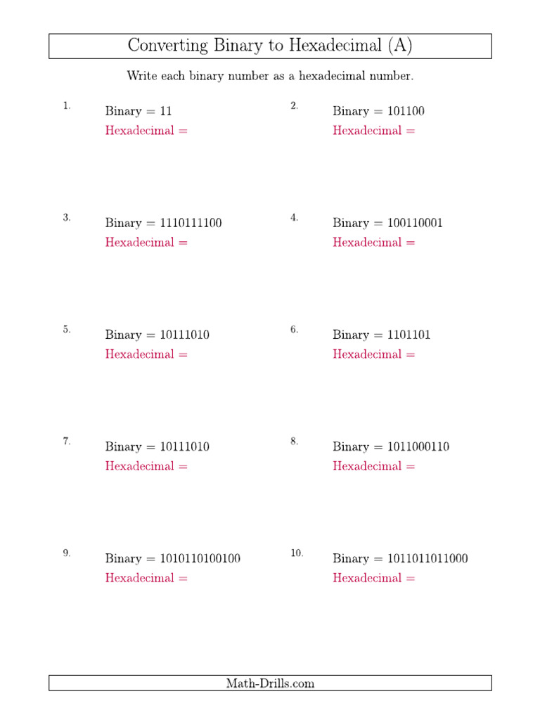 Binary To Hexadecimal | PDF
