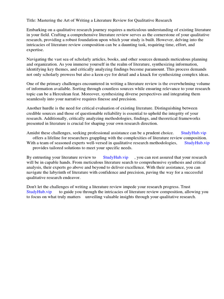 Example of Qualitative Research Literature Review | PDF | Qualitative ...