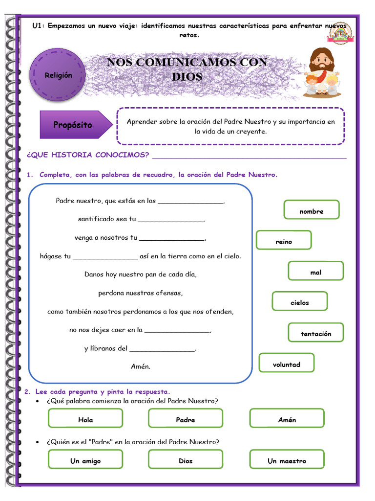 U1 Ficha d5 Reli Nos Comunicamos Con Dios | PDF | orador del Señor | Oración