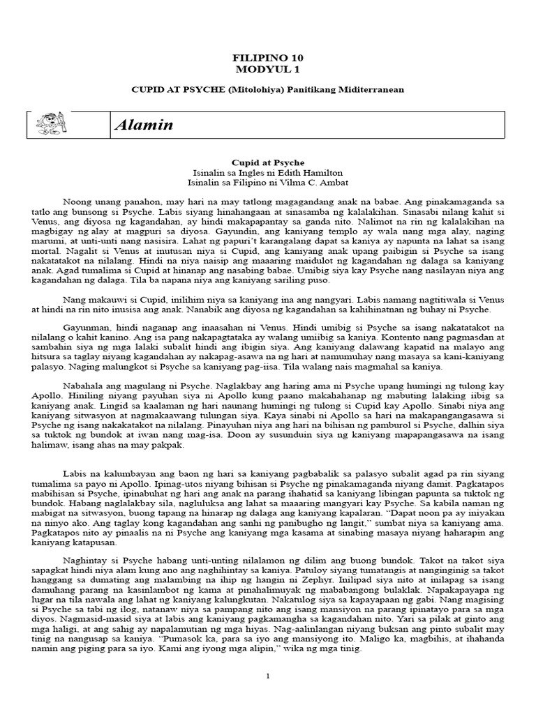Filipino 10 QTR 1 Modyul 1 | PDF