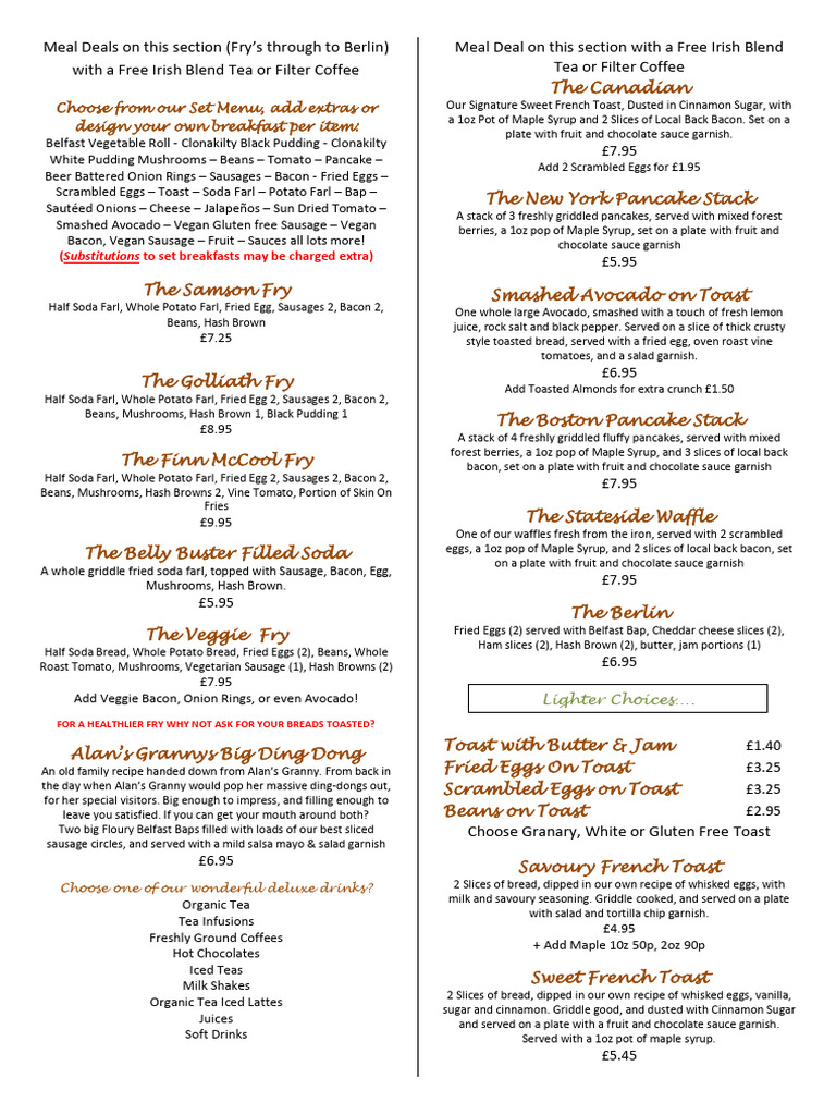 1 Standard Breakfast Menu Feb 2023 | PDF | Pancake | Bacon
