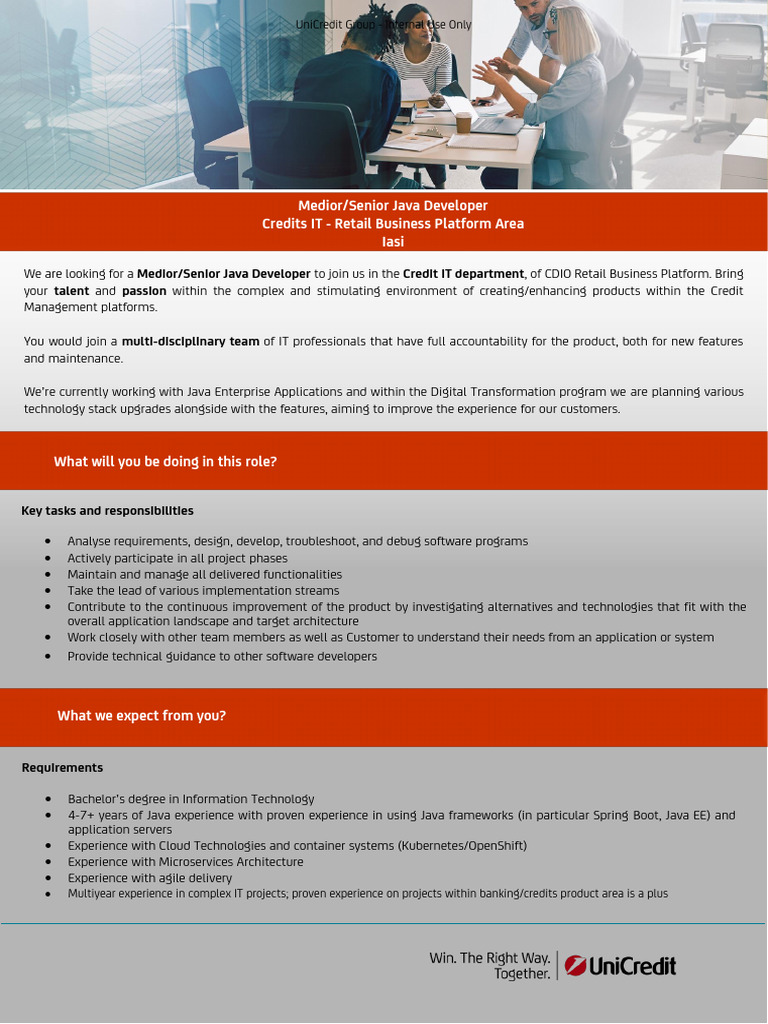 Java Developer Role in Credit IT | PDF | Java (Programming Language ...