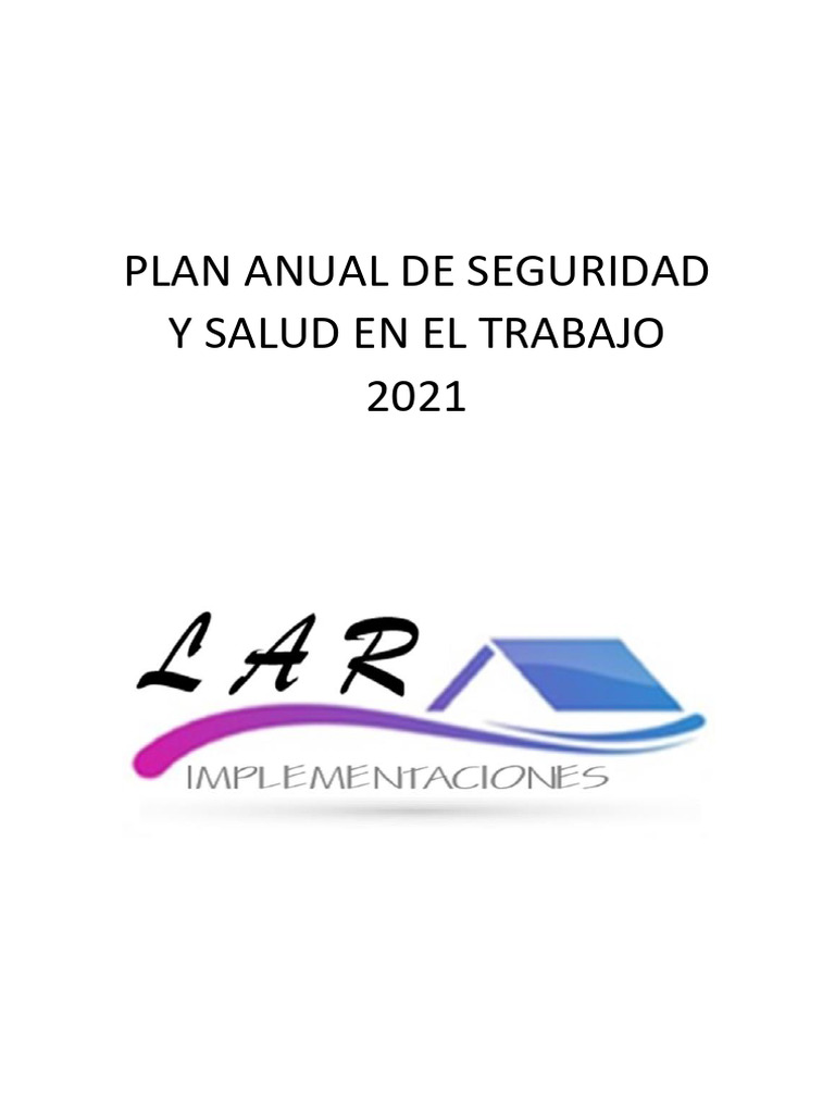 Plan Anual de Seguridad y Salud en El Trabajo 2021 | PDF | Seguridad y salud ocupacional | La ...