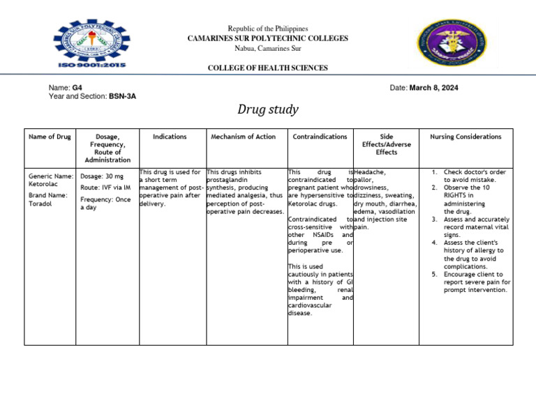 Drug-Study-Format-1.0 | PDF | Therapy | Health Care