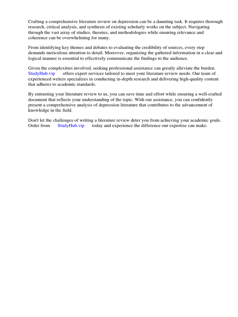 Depression Literature Review | Download Free PDF | Major Depressive ...