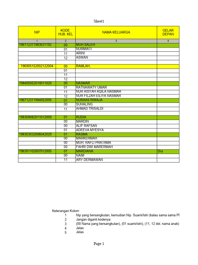 Format Data Keluarga Baru | PDF