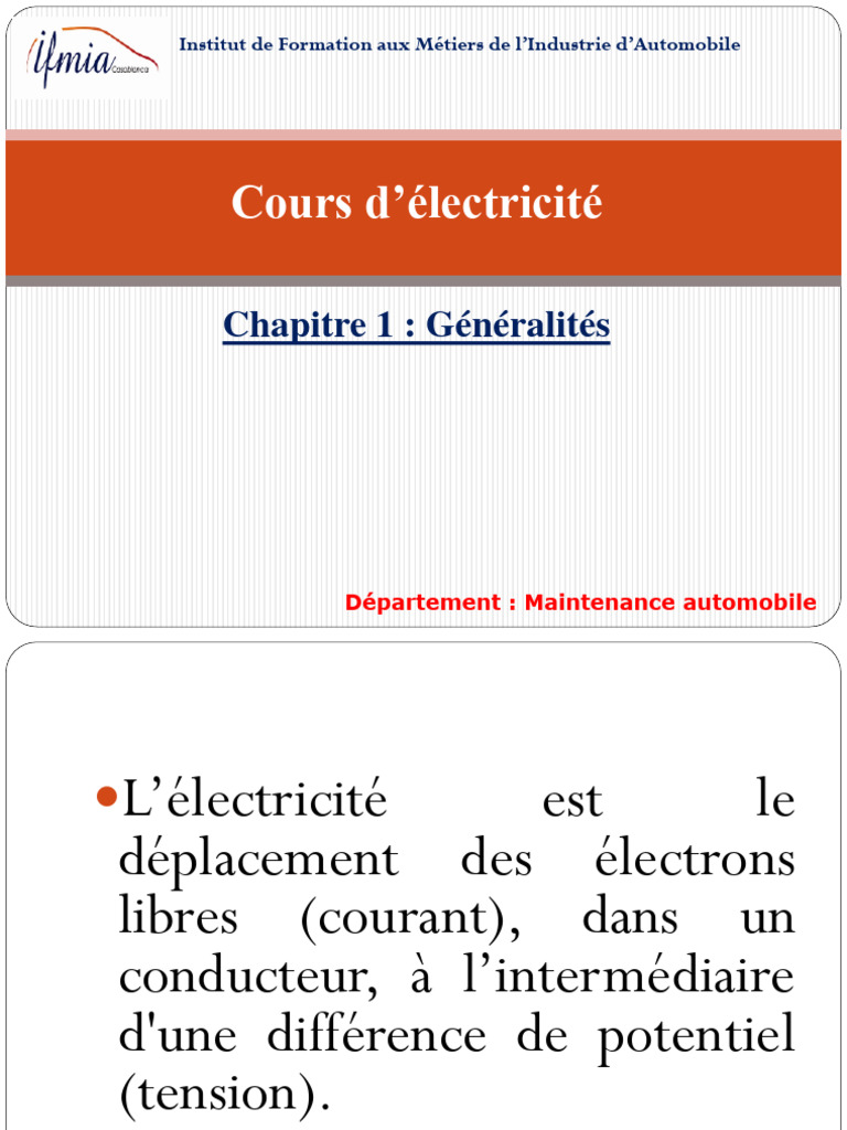 Cours d'Électricité - Généralités | PDF | Courant électrique | Tension ...