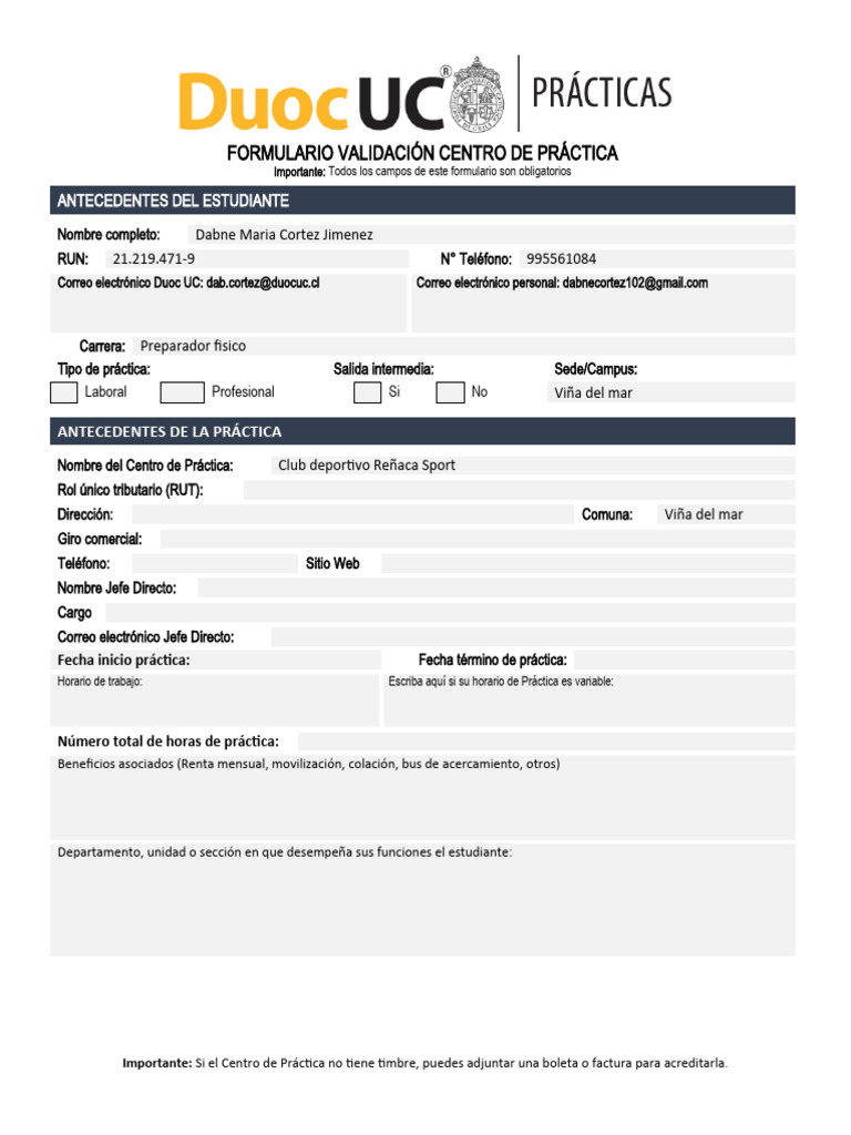 Formulario Validación Centro Práctica | PDF | Acoso sexual | Violencia