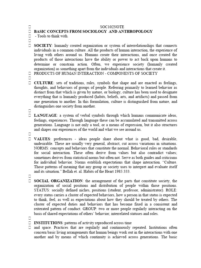 Soc 102 Note | PDF | Sociology | Positivism