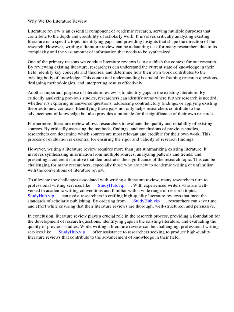 Why We Do Literature Review | PDF | Methodology | Literature Review Why We Do Literature Review | PDF | Methodology | Literature Review