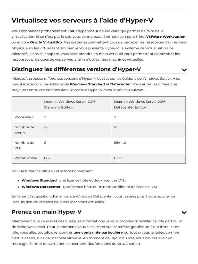 Windows Server - Pratique 14. Virtualisez Vos Serveurs À L'aide d'Hyper ...
