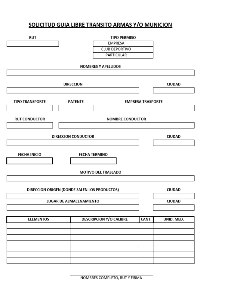 Solicitud Guia Libre Transito | PDF