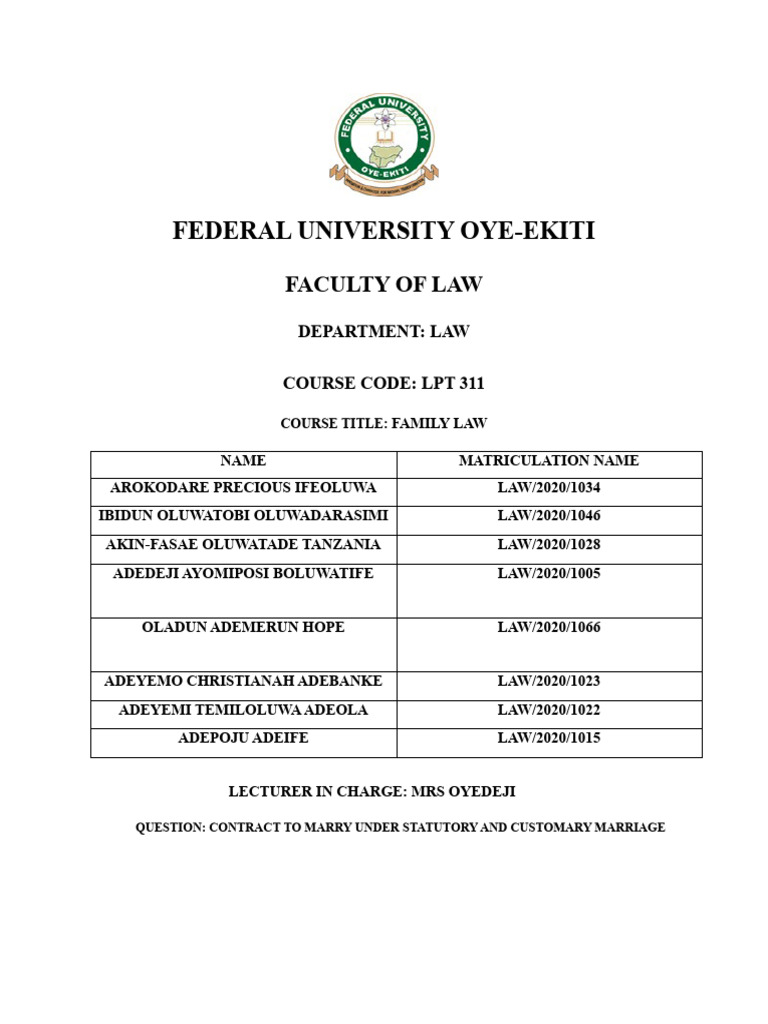 Contract to Marry: Statutory vs. Customary | PDF | Marriage | Domain ...