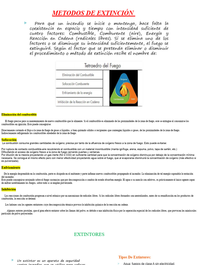 Metodos de Extinción | PDF | Combustión | Agua