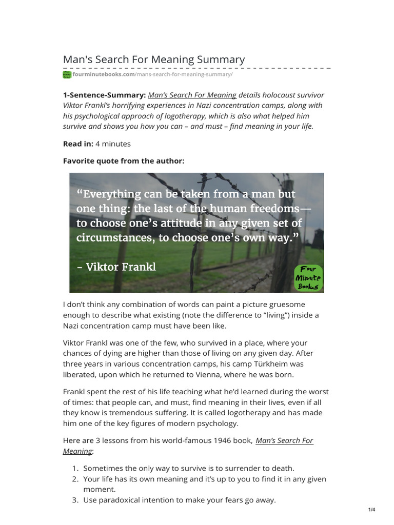 Man's Search For Meaning | PDF