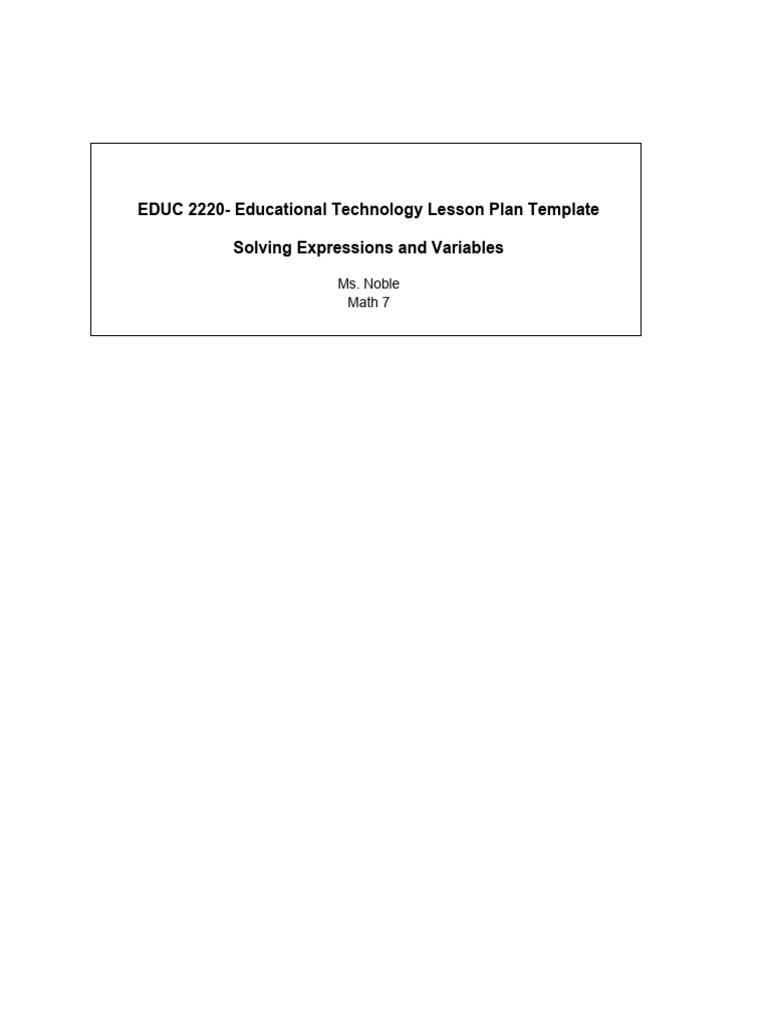 My Lesson Plan | PDF