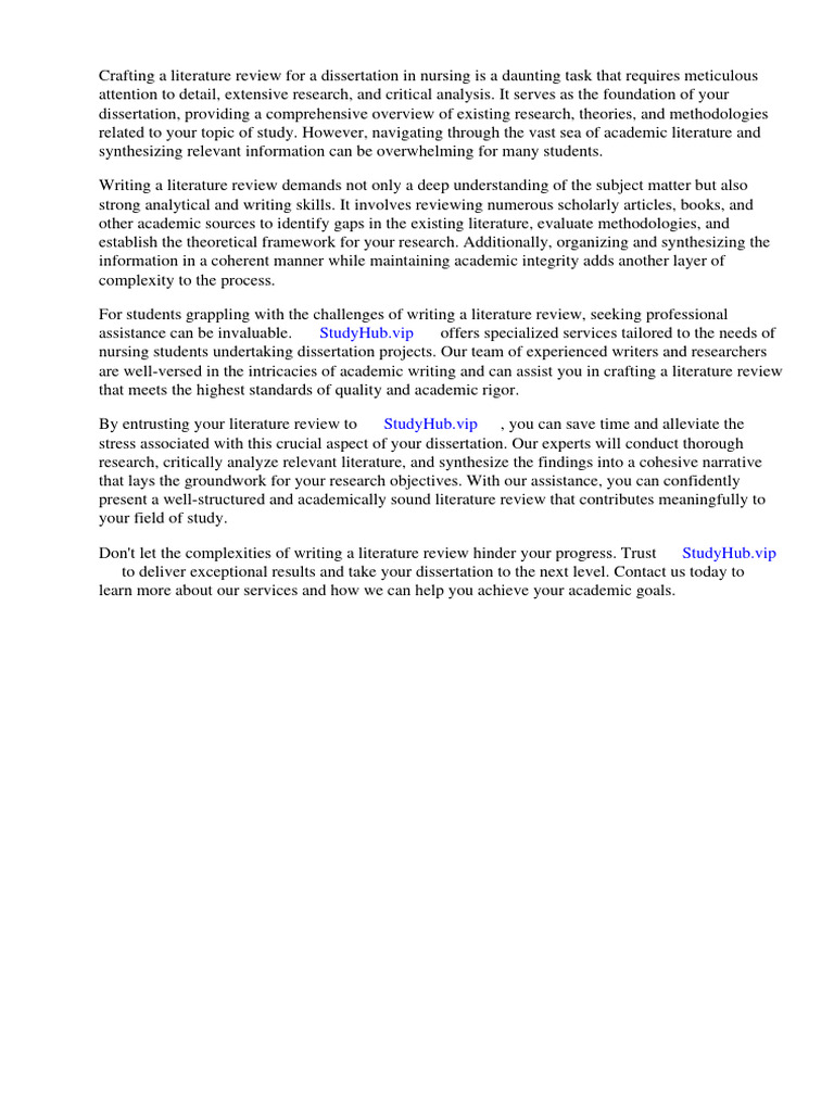 Dissertation Literature Review Nursing | PDF | Nursing | Literature Review