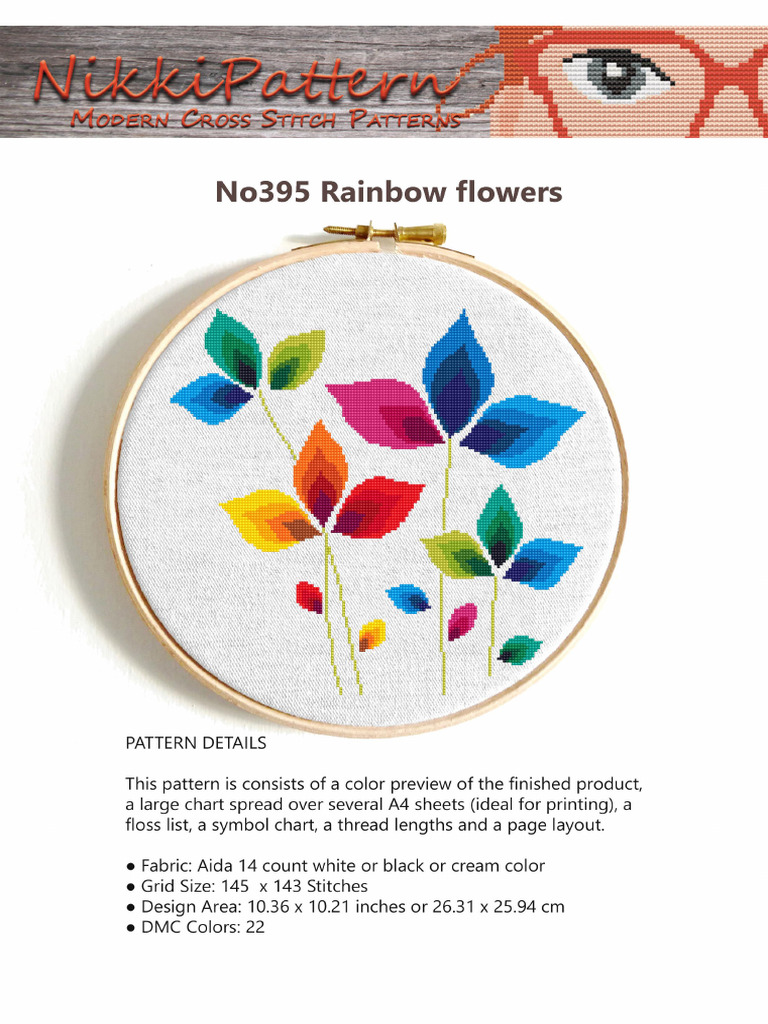 Rainbow Flower Xstitch Pattern TABLET 1 Page No395. No396 | PDF