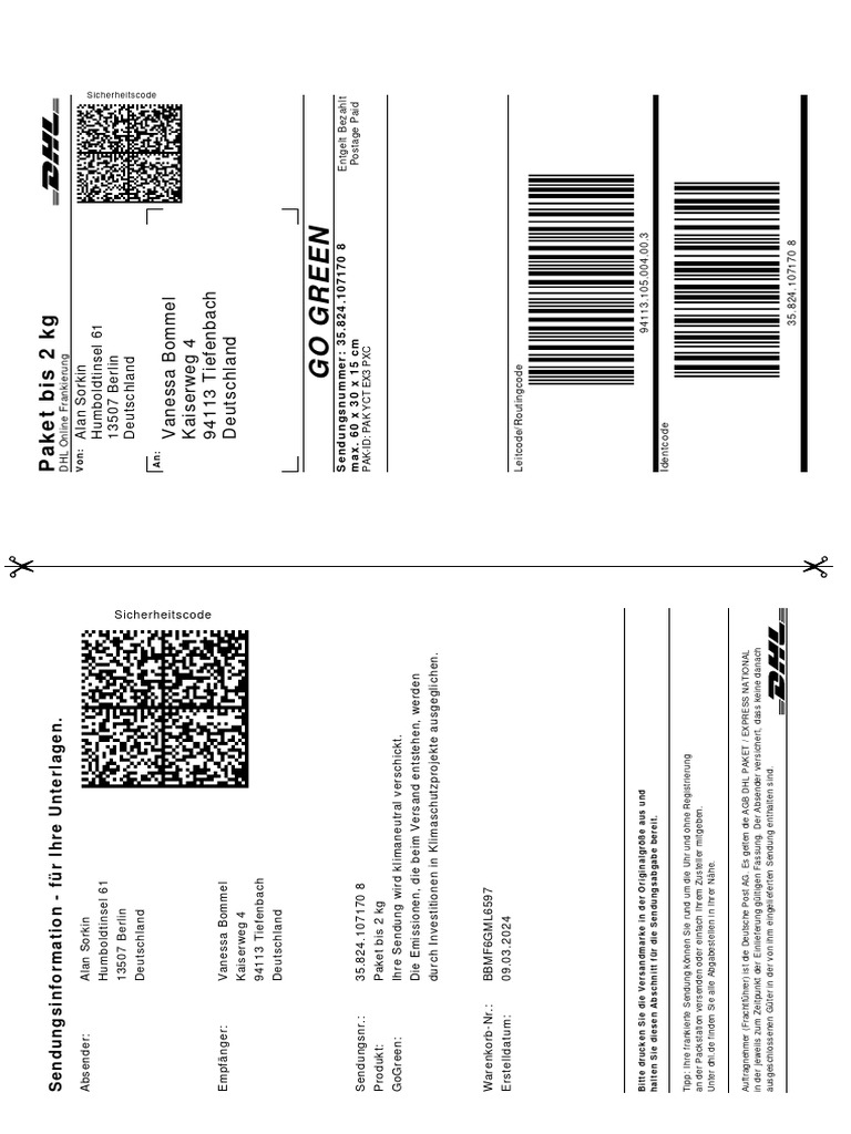 DHL-Paketmarke PAKYCTEX3PXC Vanessa Bommel | PDF