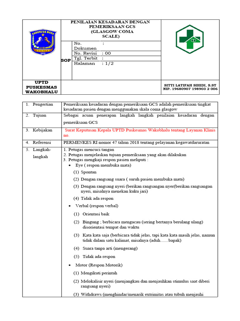 Sop GCS | PDF