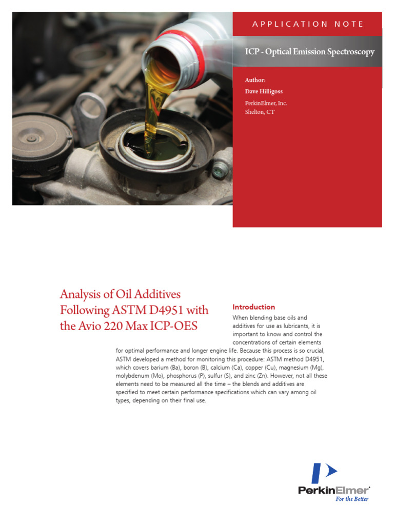 Avio 220 Max ICP-OES ASTM D4951 Oil Additives Application Note | PDF | Materials | Physical Sciences