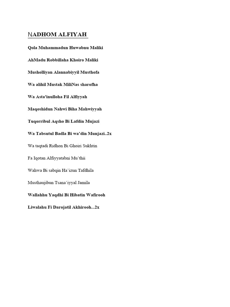 Nadhom Alfiyah | PDF