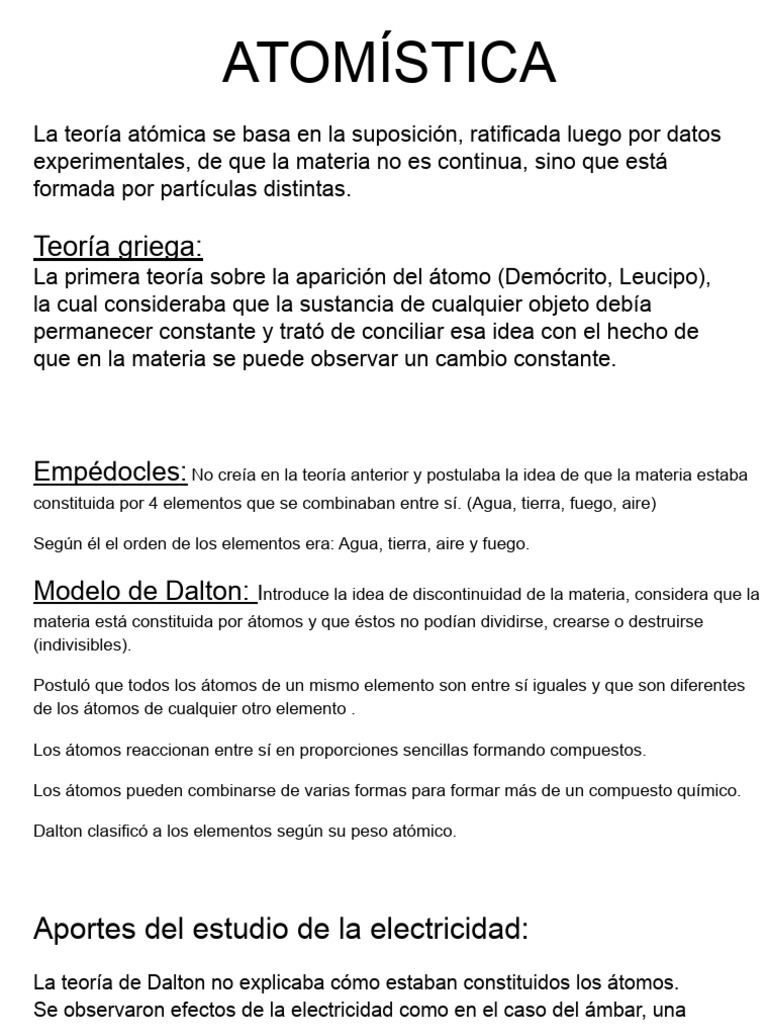 ATOMÍSTICA | PDF | Electrón | Átomos